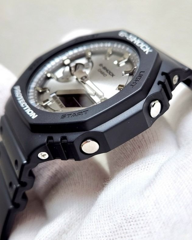 Casio G-Shock GA-2100SB-1A Silver Black Resin Analog Digital World time ...