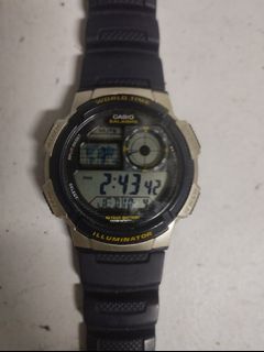 Casio World Time Illuminator Digital Watch 5 Alarms 48 Cities Ae1000w ...