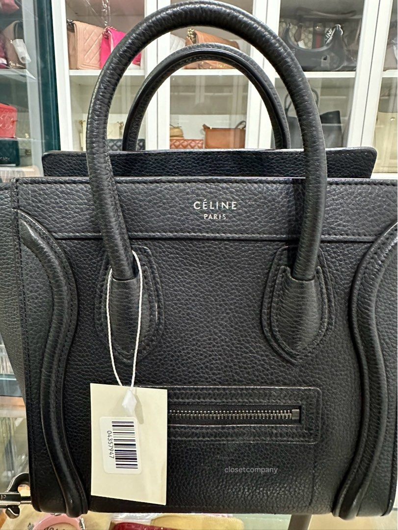 Celine Black Nano Luggage Drummed Calfskin, Luxury, Bags & Wallets on Carousell