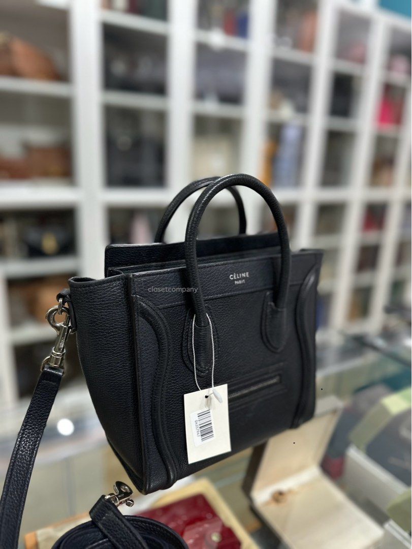 Celine Black Nano Luggage Drummed Calfskin, Luxury, Bags & Wallets on Carousell