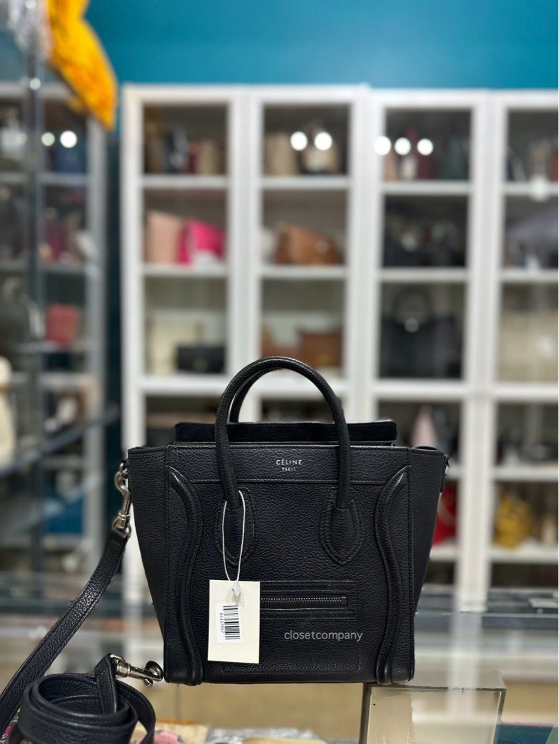 Celine Black Nano Luggage Drummed Calfskin, Luxury, Bags & Wallets on Carousell