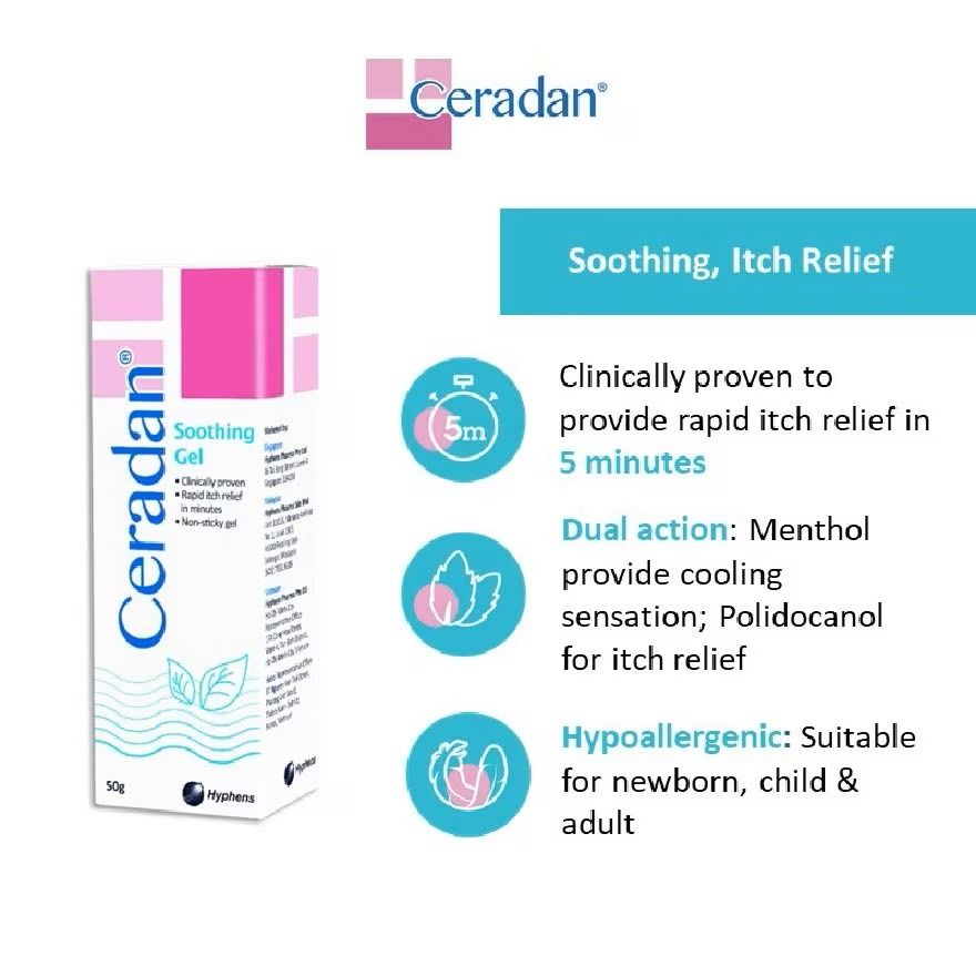 CERADAN Soothing Gel (Rapid Itch Relief in 5 Mins + Menthol ...
