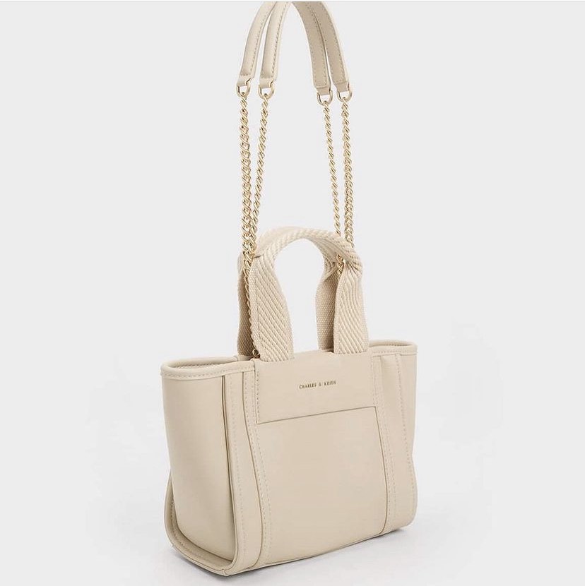C&K Shalia Chain-Handle Tote Bag (Beige), Women's Fashion, Bags ...