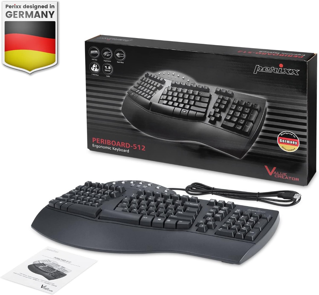 (CLEARING) Perixx PERIBOARD-512B Ergonomic Split Keyboard, Black ...