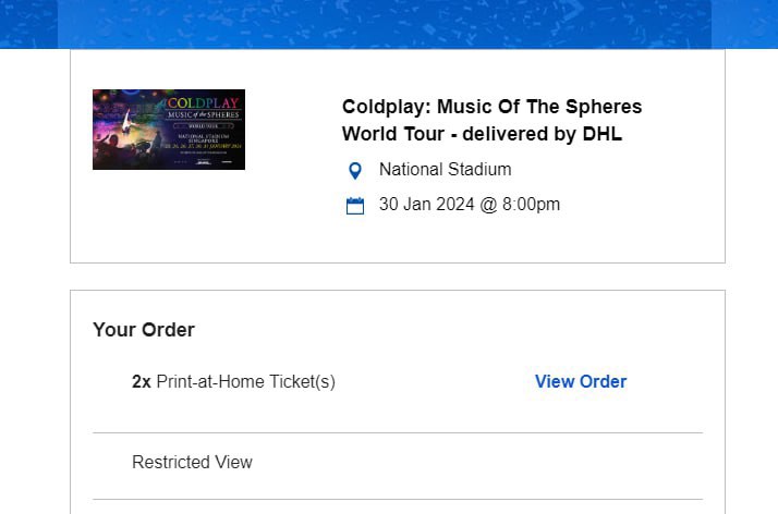 COLDPLAY MOTS - CAT 11 (30 JAN 2024), Tickets & Vouchers, Event Tickets ...