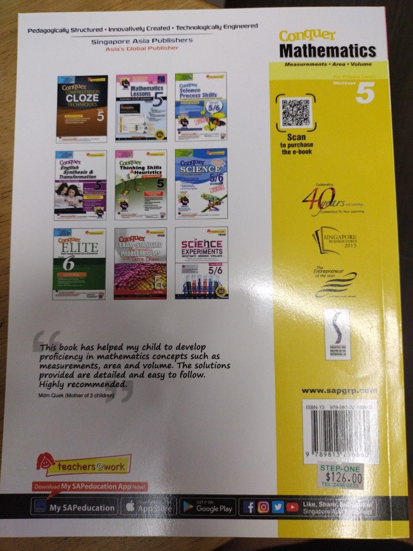 Conquer Mathematics workbook 5, 興趣及遊戲, 書本 & 文具, 書本及雜誌 - 補充練習 - Carousell