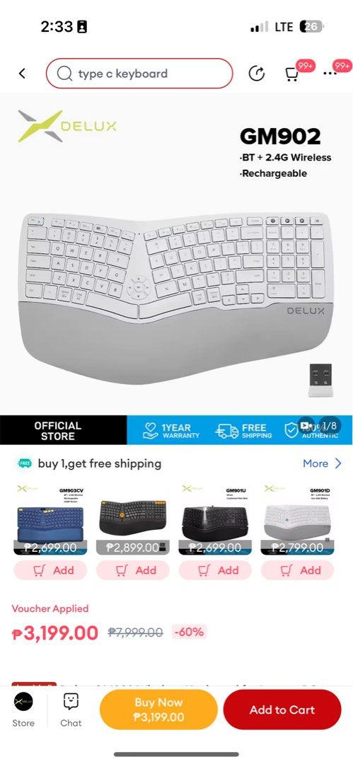 Deluxe wireless and bluetooth ergonomic keyboard, Computers & Tech ...