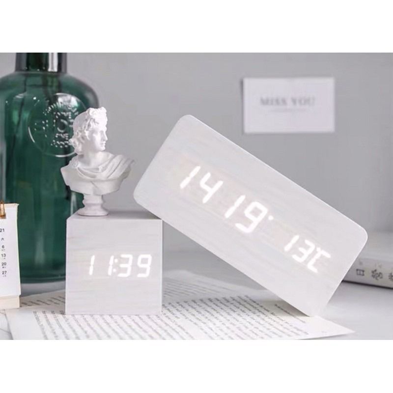 Digital Wooden Alarm Clock [aesthetic desk], Furniture & Home Living ...