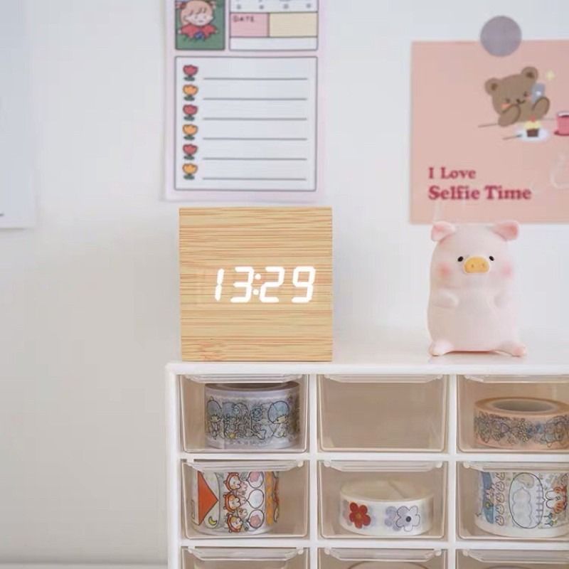 Digital Wooden Alarm Clock [aesthetic desk], Furniture & Home Living ...