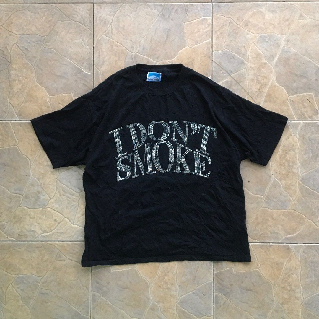 Donsmoke I Dont Smoke Rhinestones Logo Tee, Men's Fashion, Tops & Sets ...