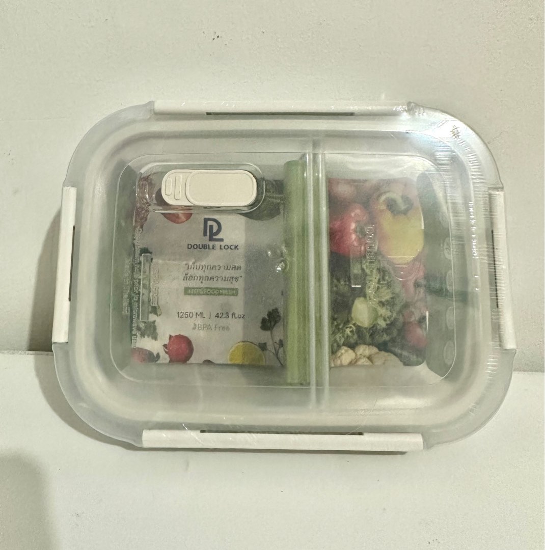 Double Lock Food Keeper Glass with 2 Compartment 1250 ml, Furniture ...