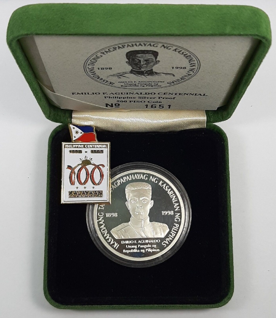 EMILIO AGUINALDO CENTENNIAL 500 PISO SILVER COIN PROOF Splendid ...