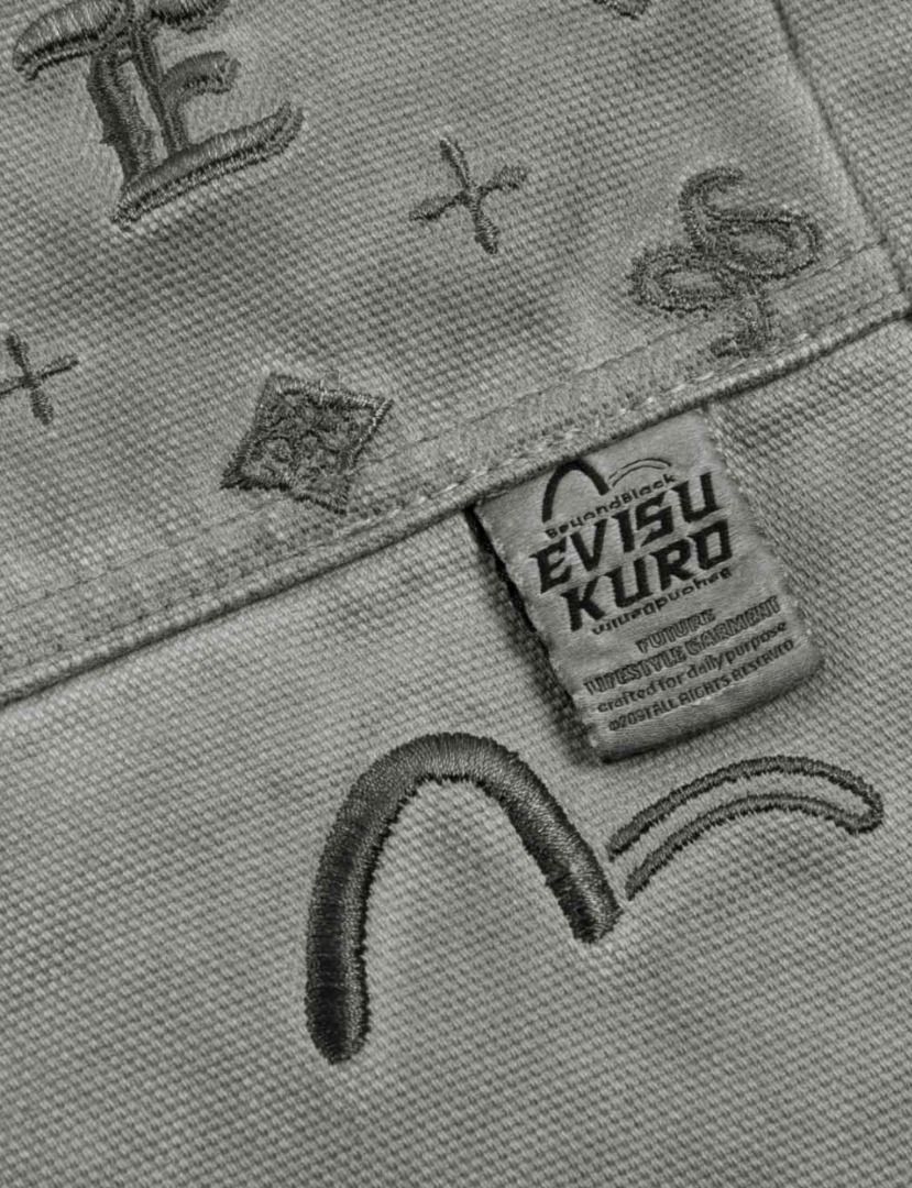 Evisu Kuro MONOGRAM EMBROIDERED POCKET GARMENT DYE JOGGER PANTS 34 inch ...