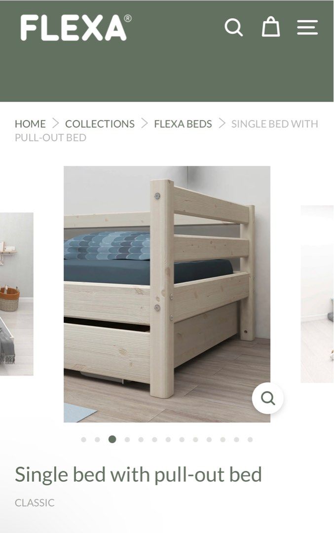 FLEXA Single Bed with pull out bed under, Furniture & Home Living, Furniture, Bed Frames ...