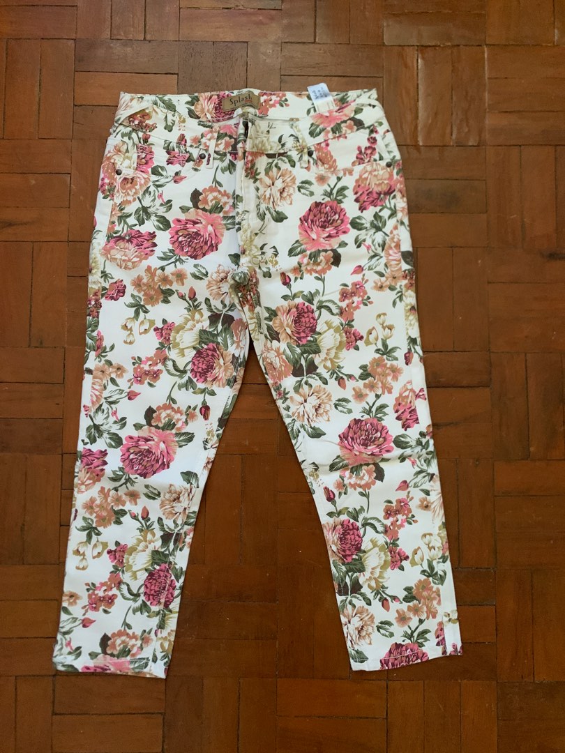 Floral Pants, Women's Fashion, Bottoms, Other Bottoms on Carousell