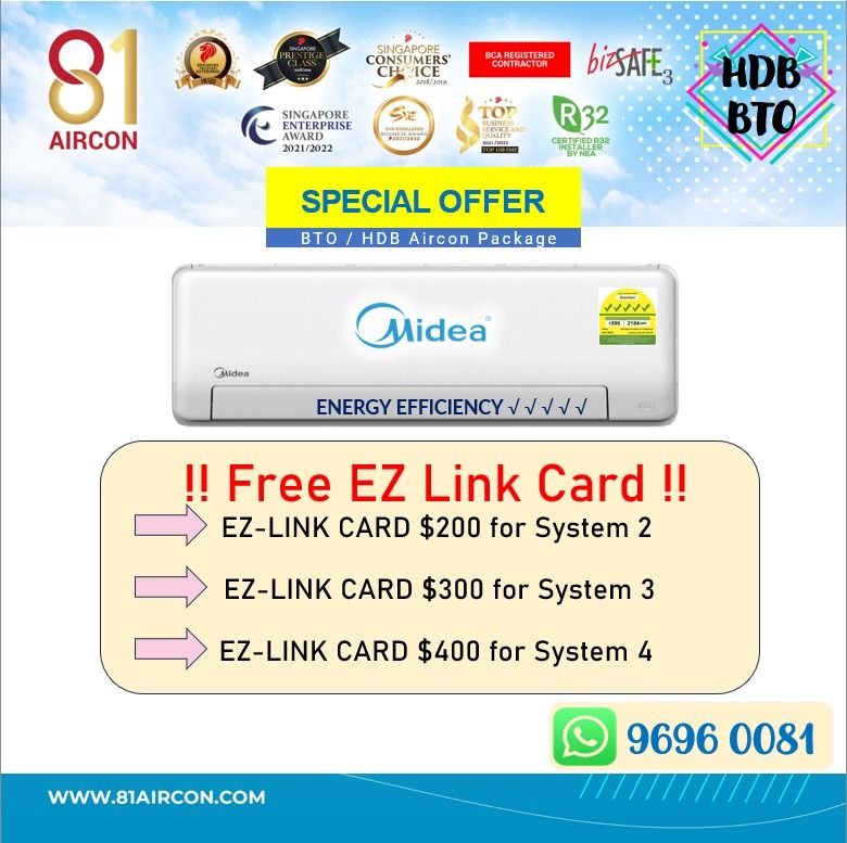 Free EZ Link Card up to S$400 !! New Cheap Midea Inverter Aircon_ Wifi ...
