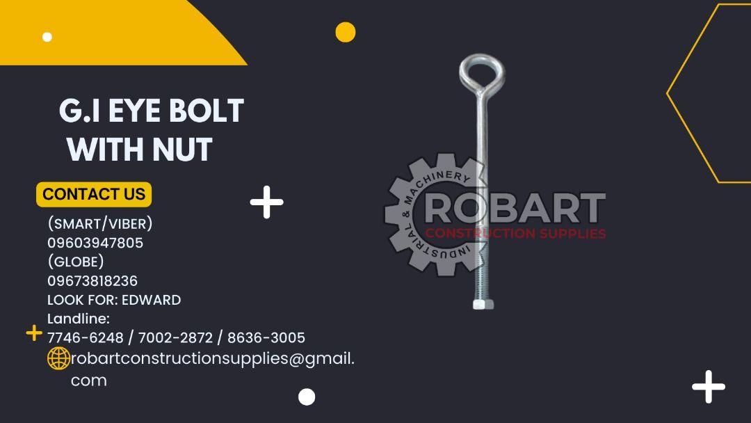 g.i eye bolt with nut, Commercial & Industrial, Construction Tools ...