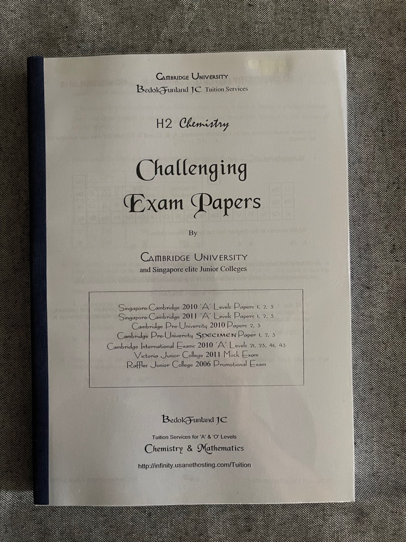H2 Chemistry Challenging Exam Papers by Cambridge University ...