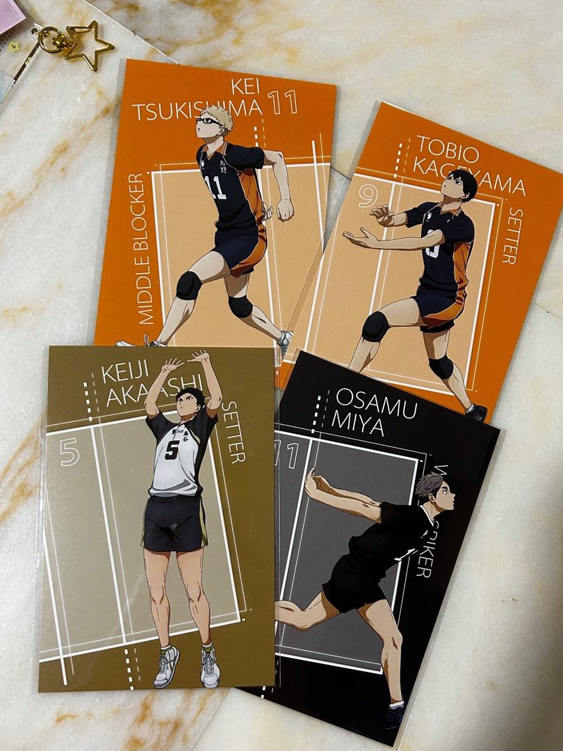 Haikyuu Jump Event Postcards Osamu Kageyama Tsukishima Akaashi, Hobbies ...