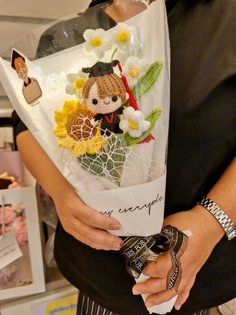 Handmade Crochet grad boy/ Graduation Bouquet/ Graduation flowers ...