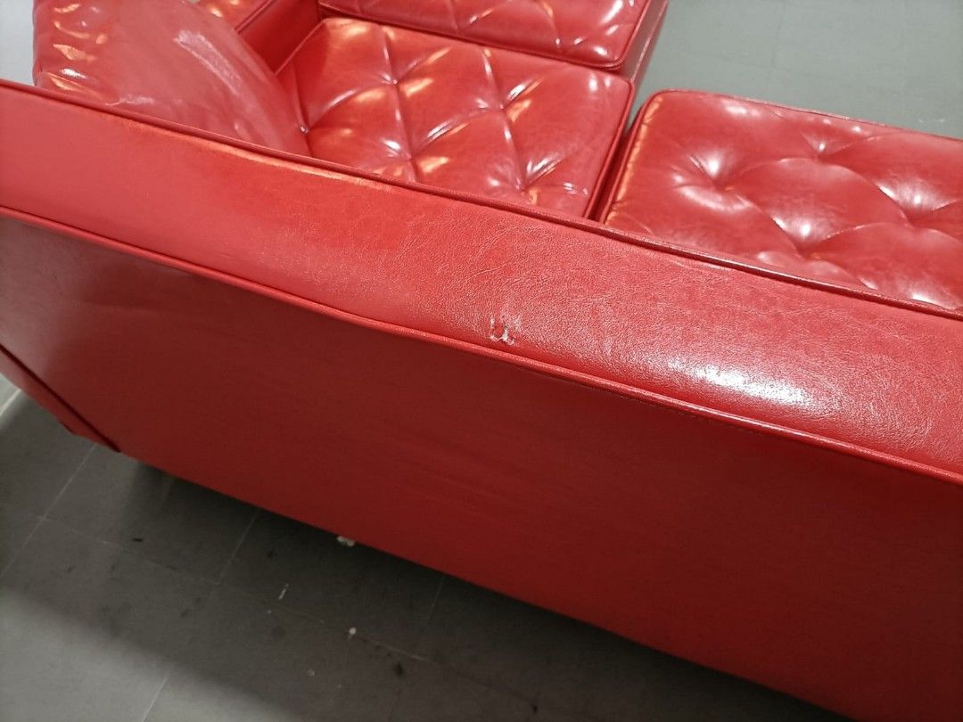 HIDAKO 3 Seater L-Shaped Sofa in GLOSS RED PU, Furniture & Home Living, Furniture, Sofas on ...