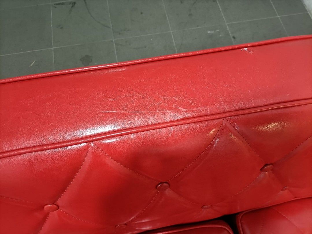 HIDAKO 3 Seater L-Shaped Sofa in GLOSS RED PU, Furniture & Home Living, Furniture, Sofas on ...