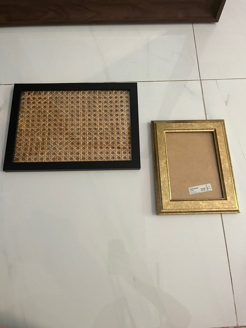 Ikea Gold Photo Frame / Rattan black and natural decorative tray ...