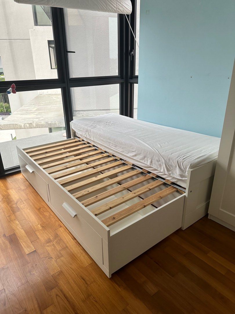 IKEA BRIMNES Expandable Bed Frame, Furniture & Home Living, Furniture ...