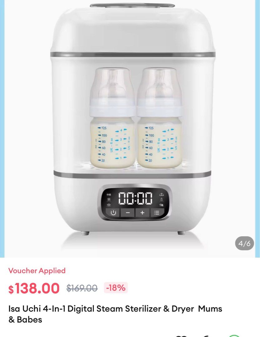 ISA UCHI 4-in-1 Steam Sterilizer & Dryer, Babies & Kids, Nursing ...