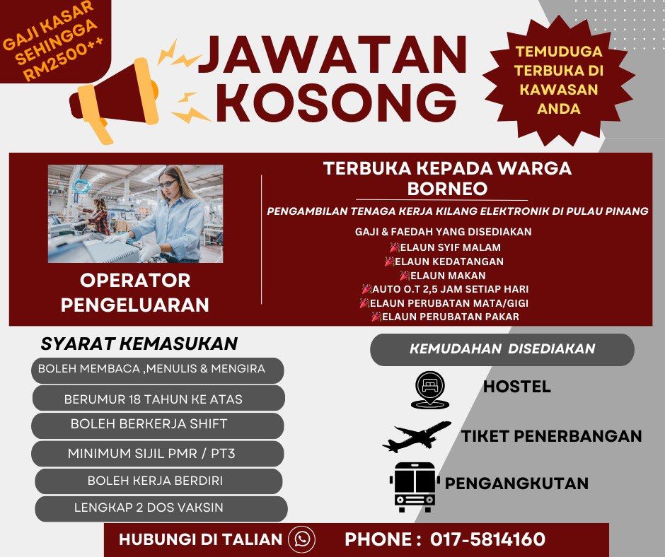 JAWATAN KOSONG KERJA KILANG DI PENANG, Jobs, Part-time, Warehouse ...