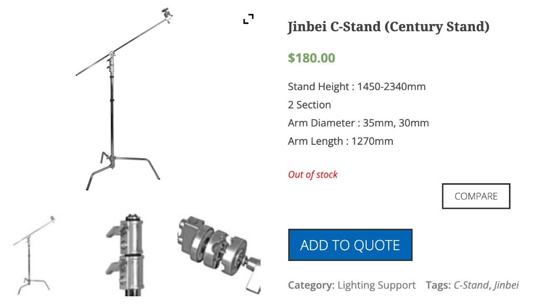 Jinbei C-Stand (Century Stand), Photography, Photography Accessories ...