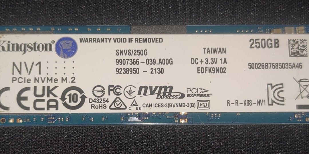 Kingston 250gb Nv1 nvme M.2, Computers & Tech, Parts & Accessories ...