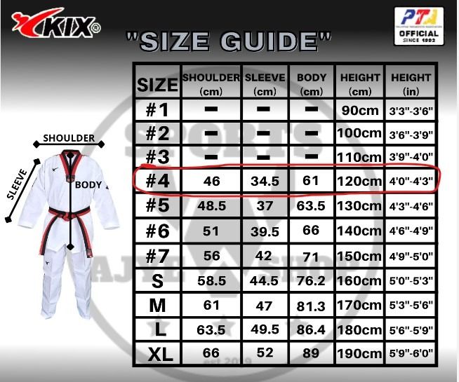Kix Taekwondo Uniform SIZE 4, Sports Equipment, Sports & Games, Combat ...