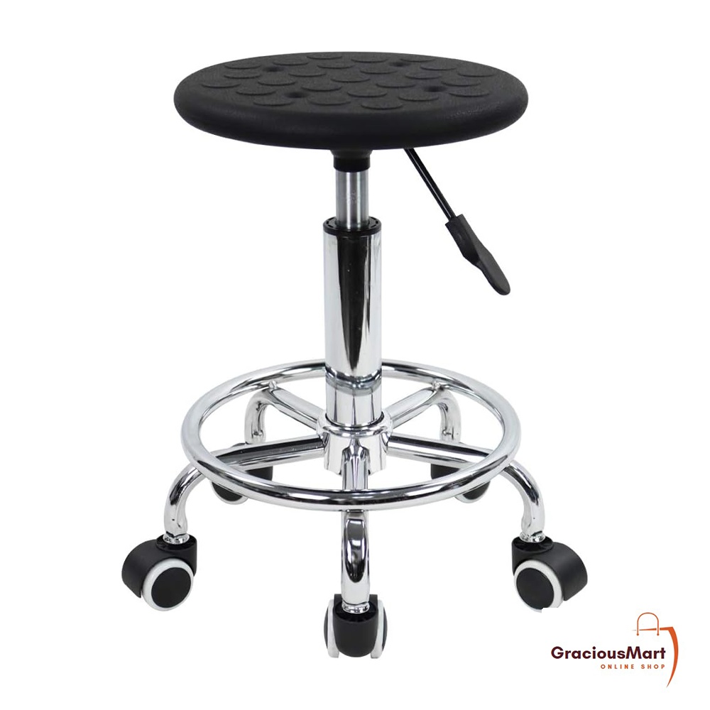 KKTONER PU Foam Rolling Stool with Footrest Height Adjustment Swivel ...