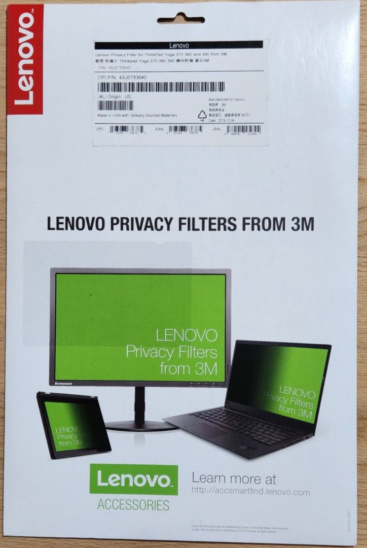 Lenovo privacy screen filter (3M), Computers & Tech, Parts ...