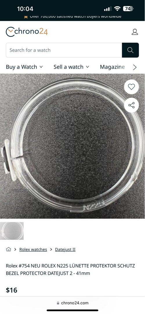 LF Rolex Datejust 41 model 126300 N225 bezel protector (need 2pcs), Men ...