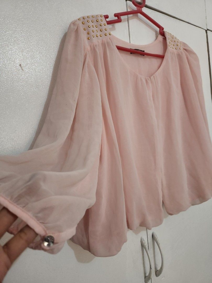 Light pink formal top, Women's Fashion, Tops, Blouses on Carousell