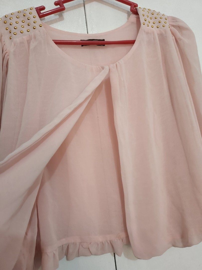 Light pink formal top, Women's Fashion, Tops, Blouses on Carousell
