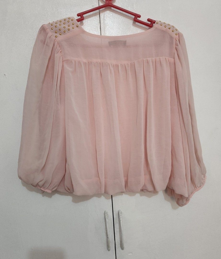 Light pink formal top, Women's Fashion, Tops, Blouses on Carousell