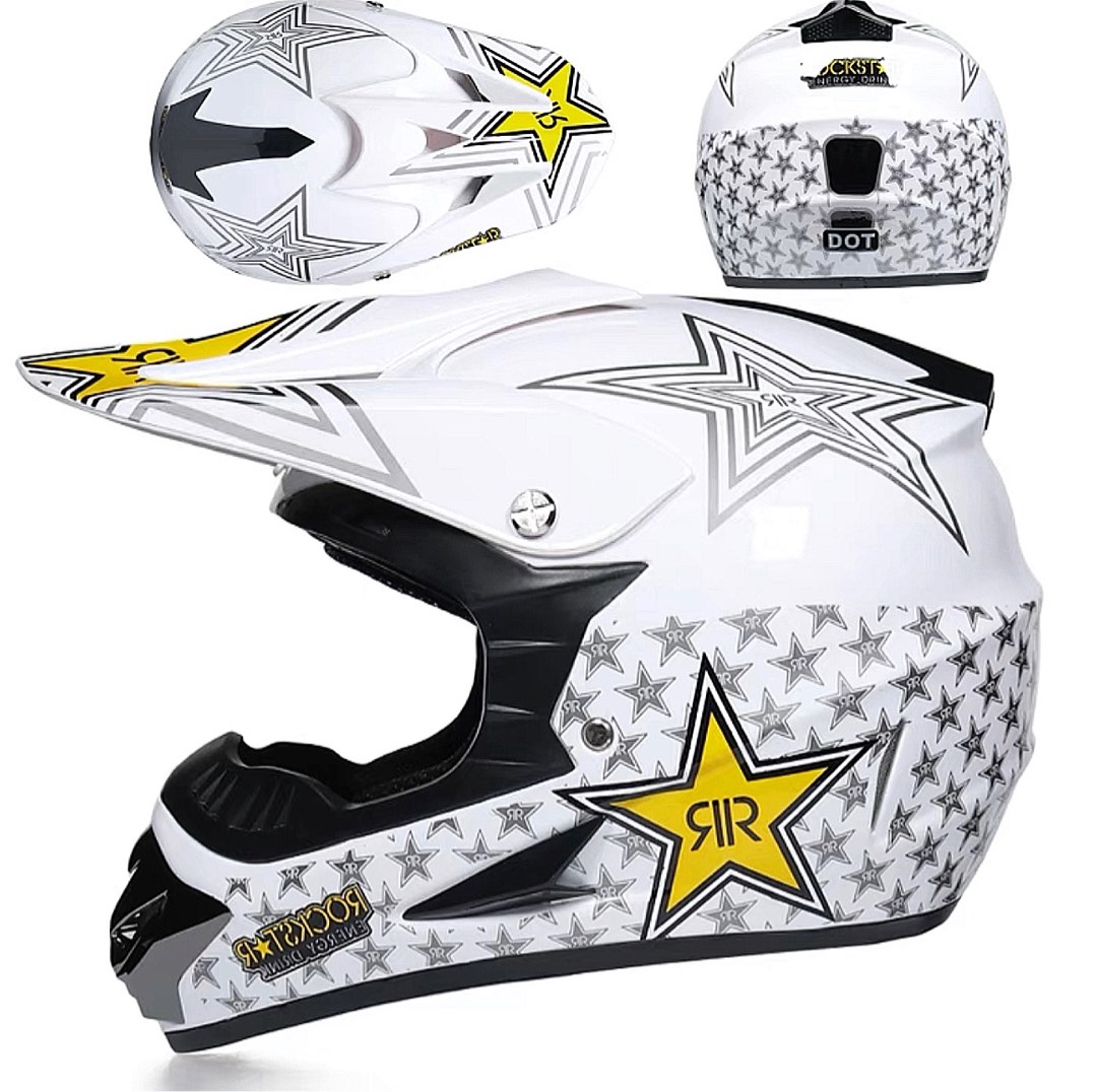 Rockstar White Full Face Motorcycle Helmet Scrambler Motorcross ...
