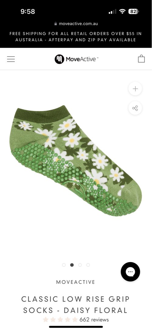 Move Active Classic Low Rise Grip Socks in Daisy Floral, Women's ...