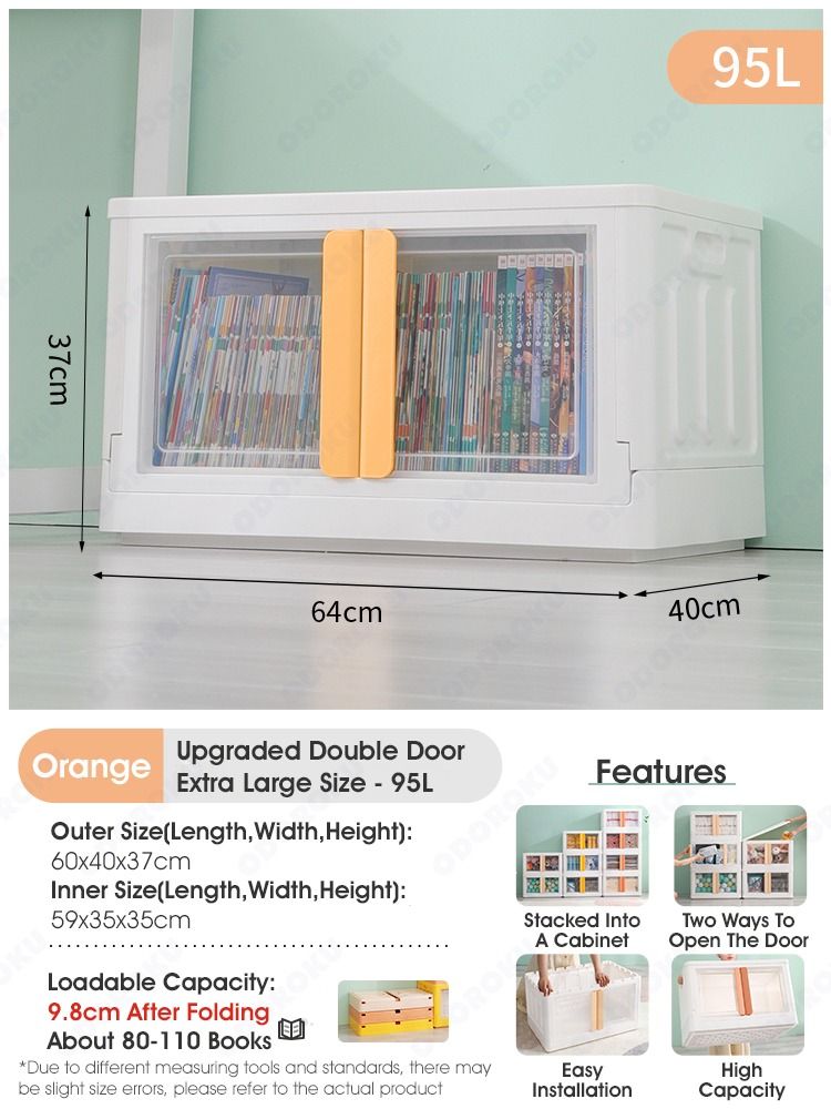 ODOROKU 95L Huge Stackable & Collapsible Storage Box Stackable Foldable ...