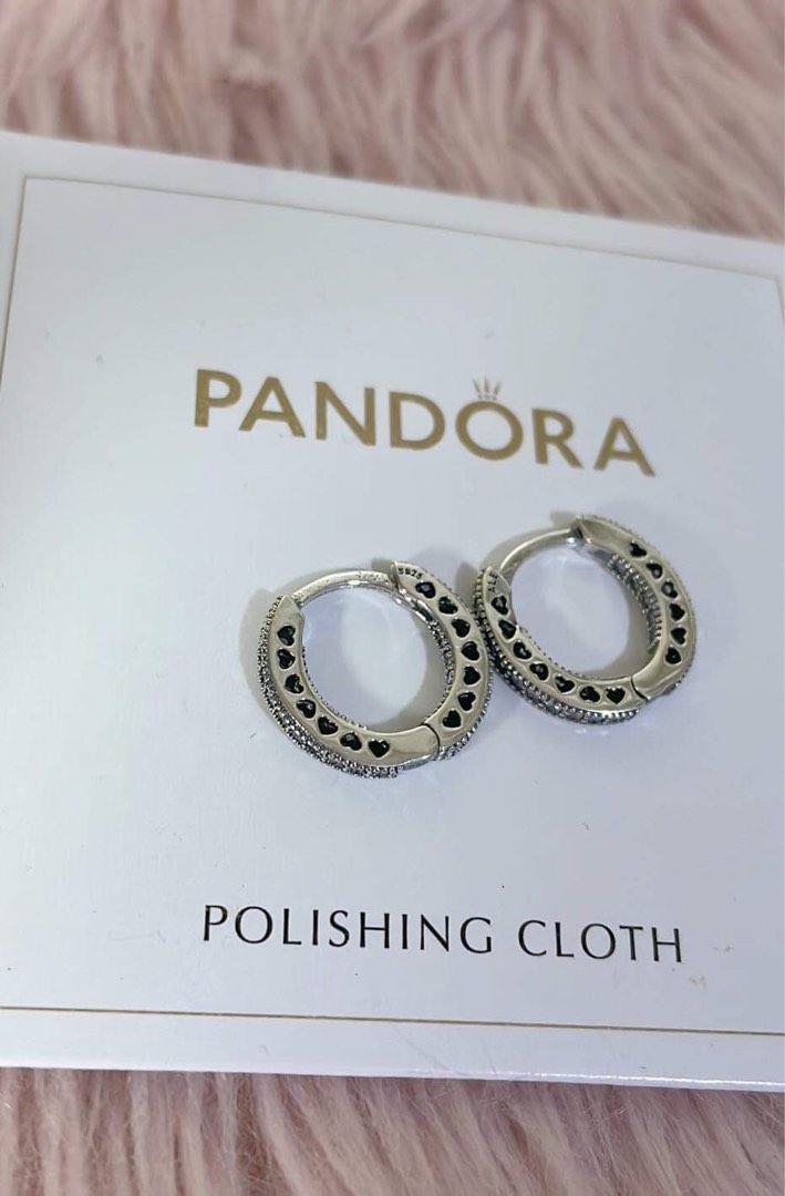 Pandora pave heart hoop earrings, Women's Fashion, Jewelry & Organizers ...
