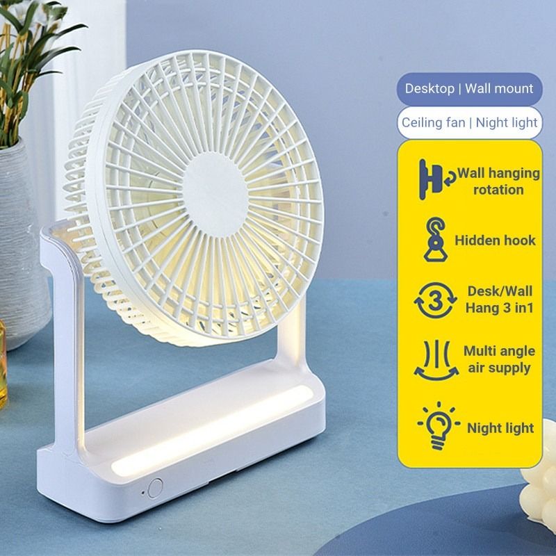 Portable Fan Battery Ceiling Fan With Light USB Fan Desk Table Fan Mini ...