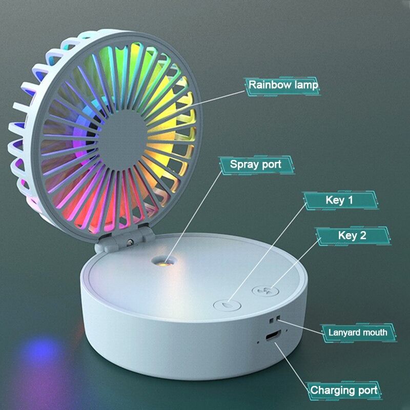 Portable Fan With Mist Battery Desktop Fan USB Charge Fan Mini Fan Fan ...