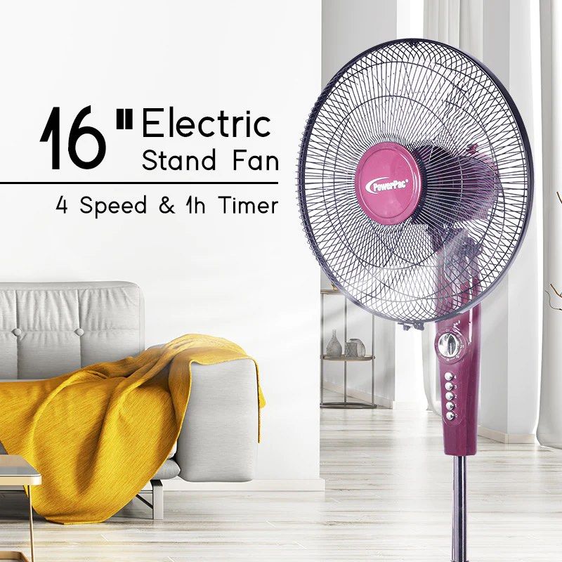 Powerpac 16” Electrical Stand Fan, Furniture & Home Living, Lighting ...