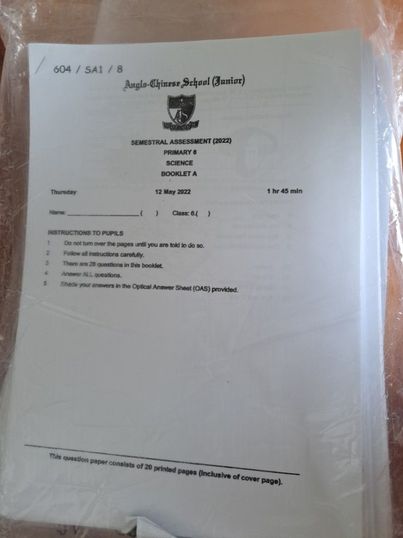Psle 2022 science papers, Hobbies & Toys, Books & Magazines, Assessment ...