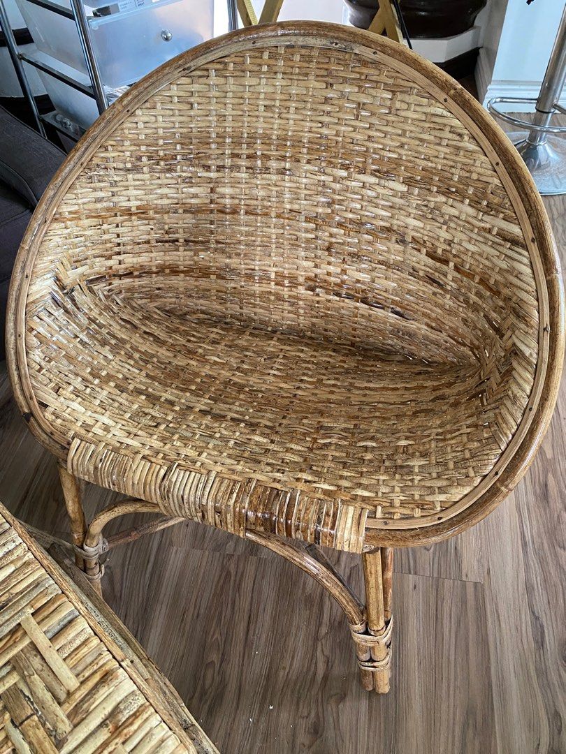 Rattan Egg Chairs and Center Table Set, Furniture & Home Living ...