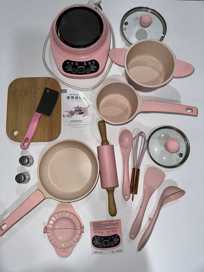 Real Mini Cooking Kitchen Set for Kids (Pink and Green) Montessori ...