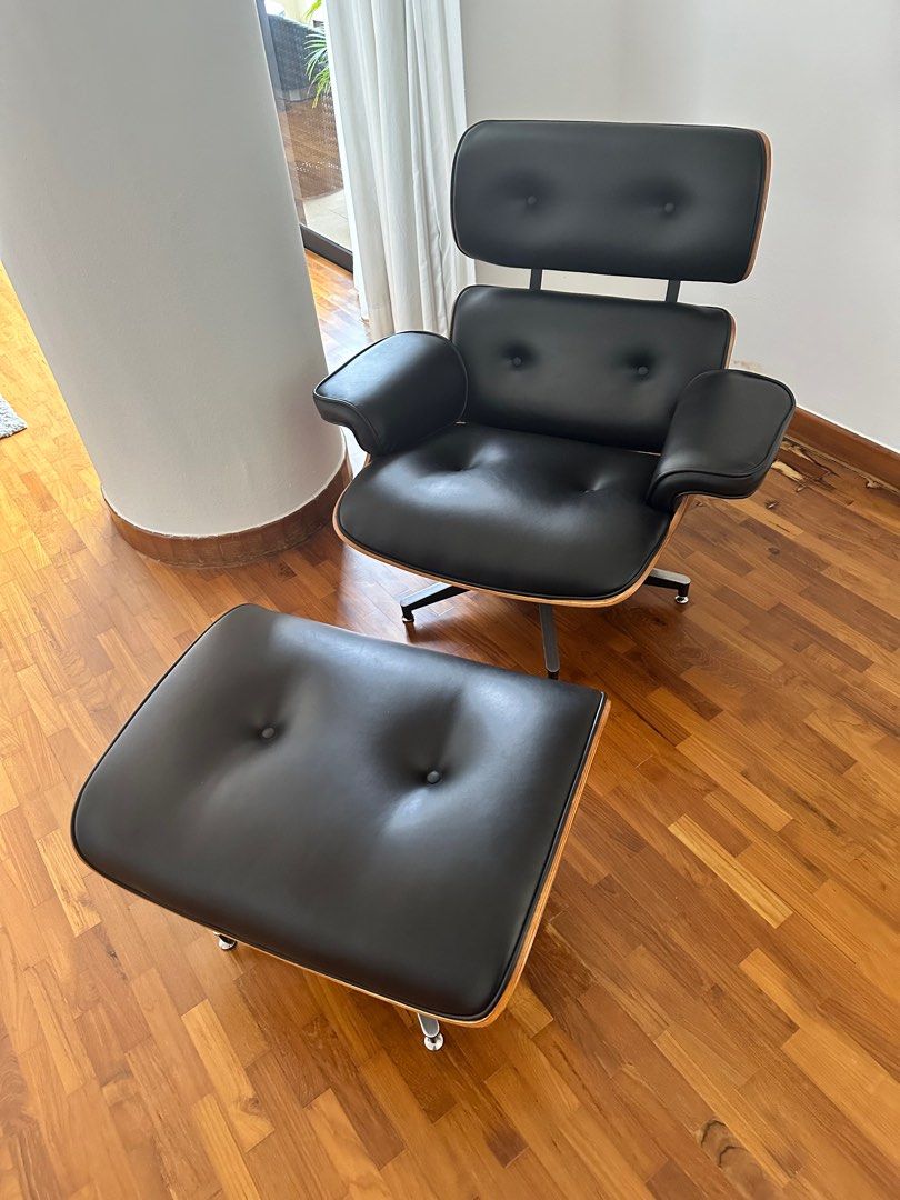 Grain Leather Replica Eames Chair and Ottoman, Furniture & Home Living ...